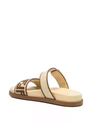Fendi Ff Logo Buckle Slide Sandals - Neutrals