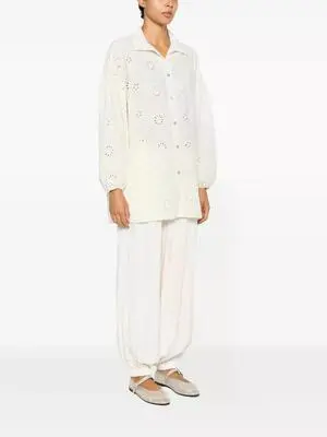 COTAZUR Broderie Anglaise Sequin Embellished Shirt - Neutrals