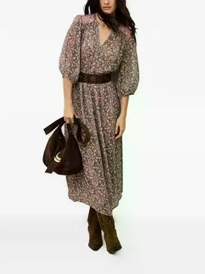 Ba&sh Floral Print V-neck Midi Dress