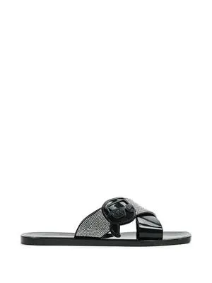 Karl Lagerfeld Ikon Nft Crystal-embellished Slides - Black