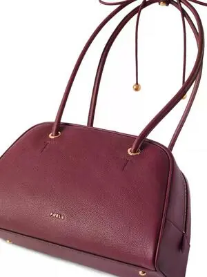 Furla Dome Pebbled Leather Tote Bag - Red