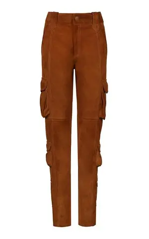 Johanna Ortiz Leather Cargo Pants - Tan