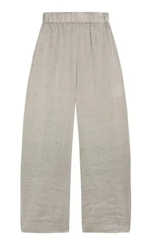 CORTANA Cortana Sal Linen-Blend Mid-Rise Wide-Leg Pants Olive