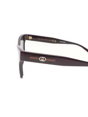 Gucci Interlocking G Web-stripe Rectangle Sunglasses
