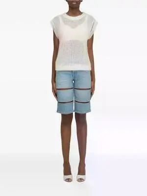 CONTESSA MILLS Arcana Leather-piped Shorts - Blue