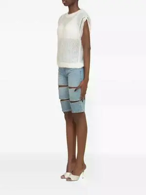 CONTESSA MILLS Arcana Leather-piped Shorts - Blue