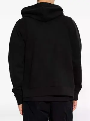 Burberry Logo Embroidered Zip-up Hoodie - Black