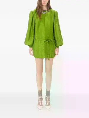 Valentino Garavani Embroidered Silk-linen Jacquard Top
