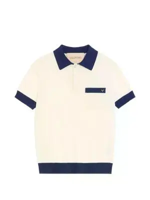 Valentino Garavani Cotton Polo With Vgold - Neutrals