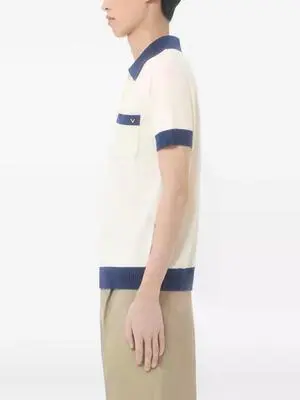 Valentino Garavani Cotton Polo With Vgold - Neutrals
