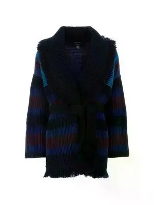ALANUI X SUICOKE Striped Cardigan With Fringe Trim - Blue
