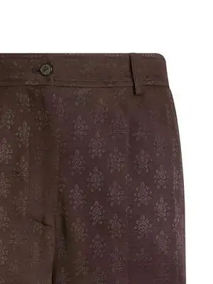 Etro Jacquard Pattern Cuffed Trousers