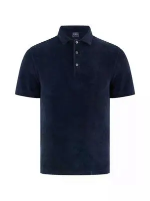 Fedeli Short-sleeve Terry-cloth Polo Shirt - Blue