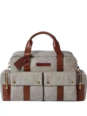Brunello Cucinelli Virgin Wool, Alpaca, And Cashmere Flannel Leisure Bag With Grained Calfskin Inserts - Grey