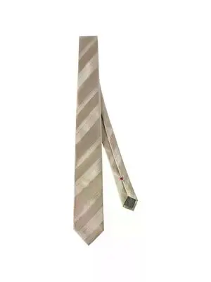 Brunello Cucinelli Brunello Cucinelli Striped Silk Neck Tie Neutrals