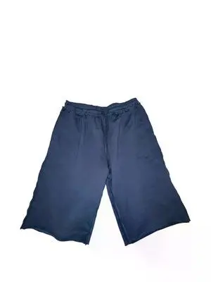GREEDY UNIT Wide Leg Shorts With Raw Edge Hem - Blue