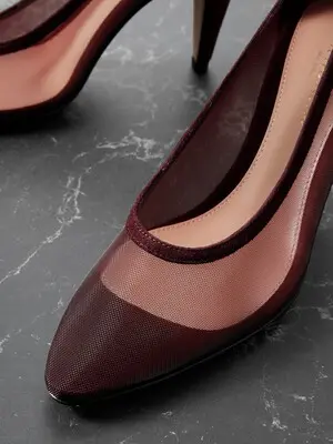 GIANVITO ROSSI Rete 85 Suede-trimmed Mesh Pumps