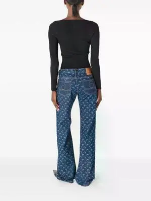 MARINE SERRE Ribbed Cut-out Cardigan With Moon Clips