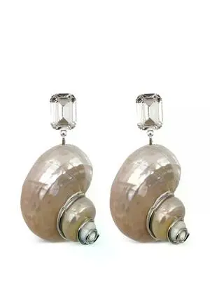 JENNIFER BEHR Oriana Crystal-embellished Shell Earrings - Silver