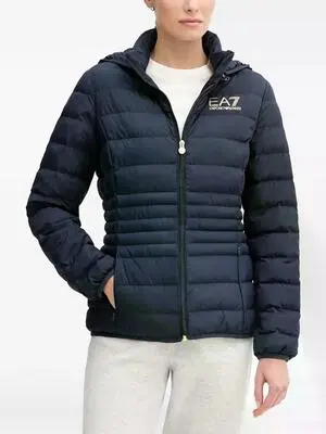 EA7 Quilted Hooded Jacket - Blue