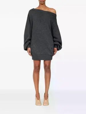 MAISON MARGIELA Mélange Merino Wool Off-shoulder Mini Dress