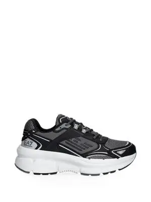 EA7 Logo Print Mesh Sneakers - Black