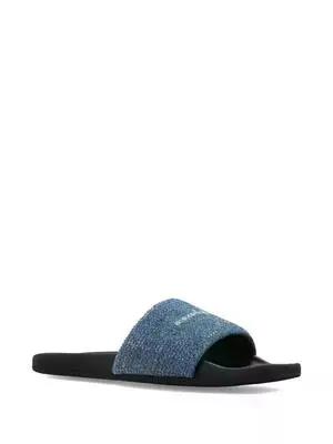 Alexander Wang Sequin-embellished Denim Slides