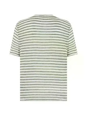 Fedeli Striped Linen T-shirt - Green