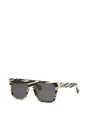 Roberto Cavalli Zebra-print Square-frame Sunglasses - Black