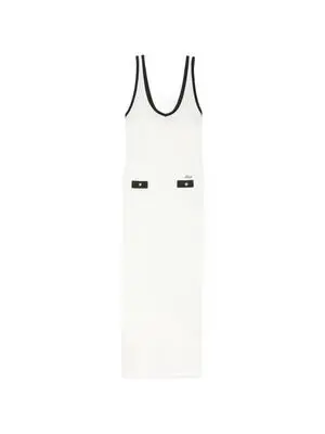 Karl Lagerfeld Logo-embroidered Contrast-trim Maxi Dress - Neutrals
