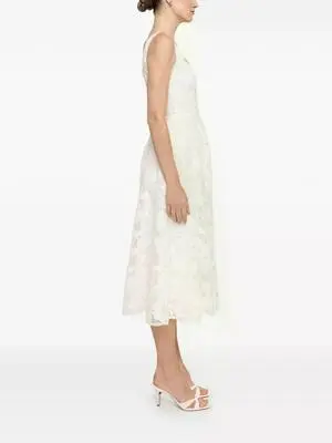 NISSA Lace Midi Dress With Square Neckline And Full Skirt
