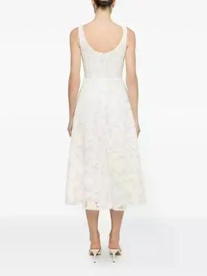 NISSA Lace Midi Dress With Square Neckline And Full Skirt
