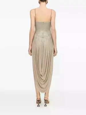 NISSA Exaggerated Hip Maxi Dress With Draped Neckline