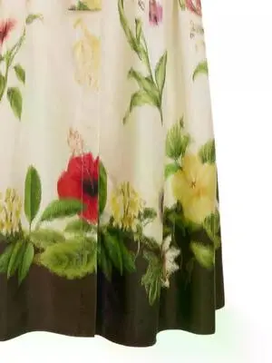 Oscar De La Renta Floral Print Pussy-bow Midi Dress - Neutrals