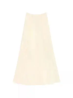 Valentino Garavani Couture Linen Skirt With Lace And Ruffle Details - Neutrals