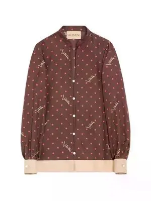 Valentino Garavani Star Print Silk Shirt - Brown