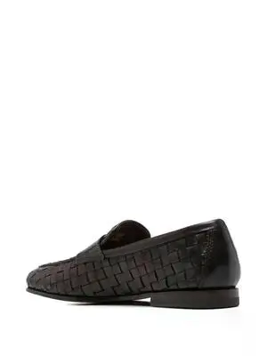 Santoni Woven Leather Loafers