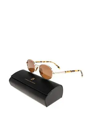 DB EYEWEAR BY DAVID BECKHAM Tortoiseshell-effect Oval-frame Sunglasses - Gold