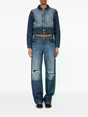 MAISON MARGIELA Cropped Denim Jacket With Distressed Details - Blue