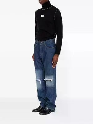 MAISON MARGIELA Straight-leg Jeans With Patchwork And Ripped Detailing
