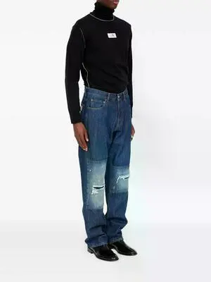 MAISON MARGIELA Straight-leg Jeans With Patchwork And Ripped Detailing