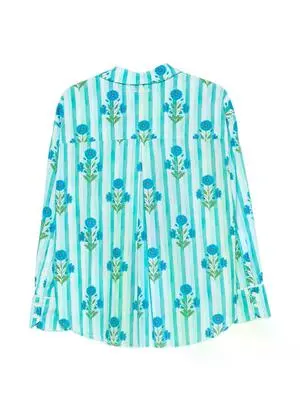 MC2 SAINT BARTH Striped Floral-print Cotton Shirt