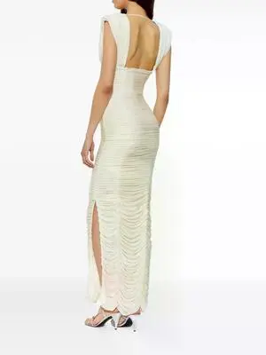 Versace Ruched V-neck Sleeveless Maxi Dress