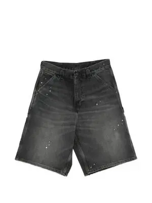 Carhartt Work In Progress Paint-splatter Washed Denim Shorts - Grey