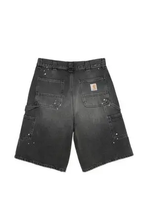 Carhartt Work In Progress Paint-splatter Washed Denim Shorts - Grey