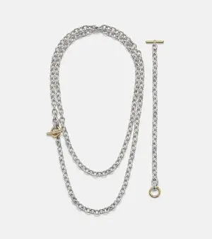 David Yurman Mercer Sterling And 18kt Gold Chain Necklace With Diamonds - Silver