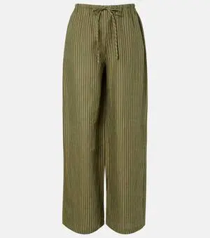 Staud Mateo Pinstripe Linen Wide-leg Pants