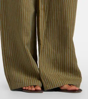 Staud Mateo Pinstripe Linen Wide-leg Pants