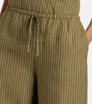 Staud Mateo Pinstripe Linen Wide-leg Pants