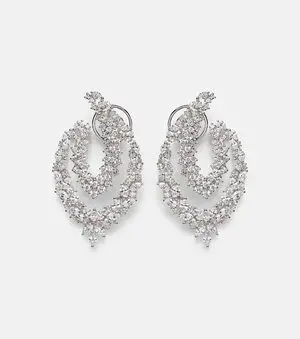 Yeprem 18kt White Gold Diamond Drop Earrings - Silver